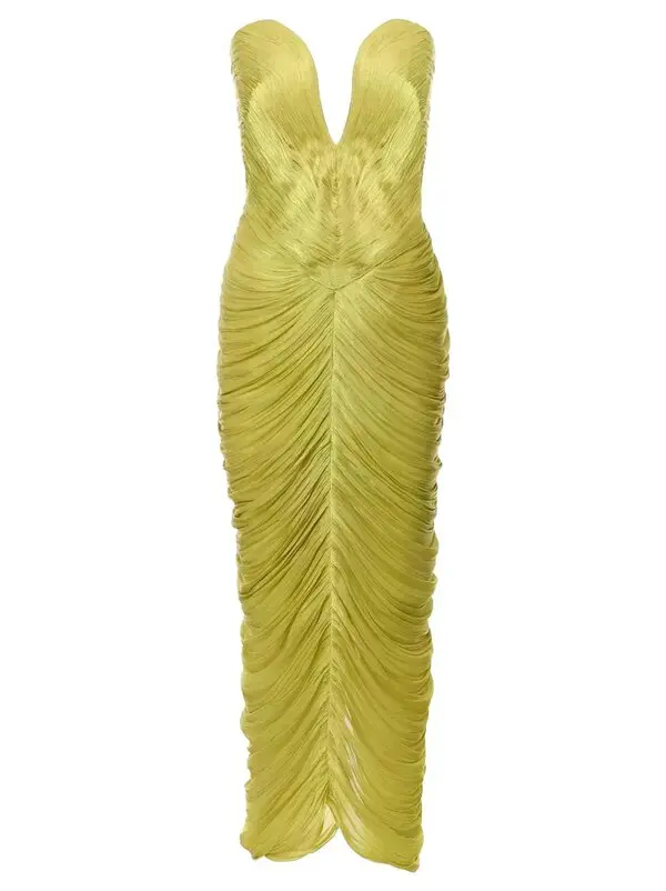 ANA RADU Draped Strapless Maxi Dress - Yellow
