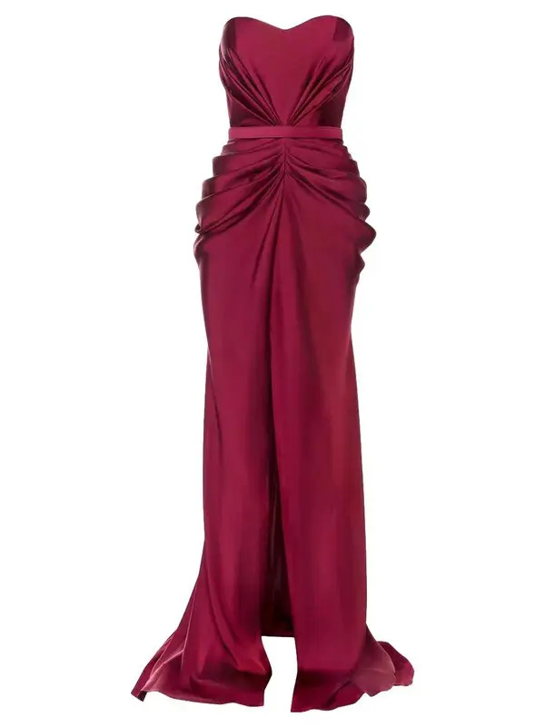 ANA RADU Strapless Draped Maxi Dress - Red