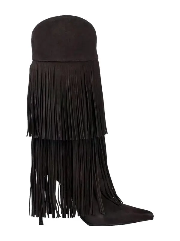 LE SILLA 120mm Andy Layered-fringe Boots - Brown