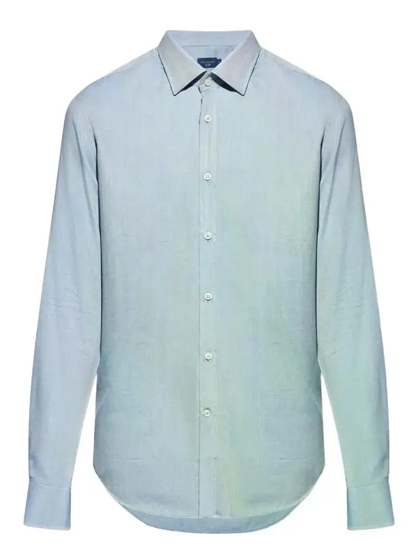 Paul & Shark Herringbone Cotton Shirt - Blue