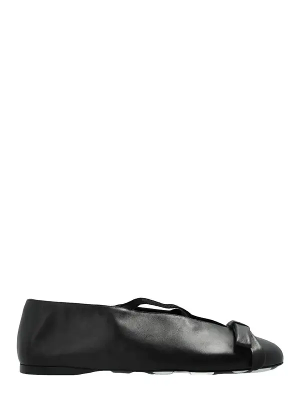 Moschino Leather Ballet Flats With Bow Detail - Black