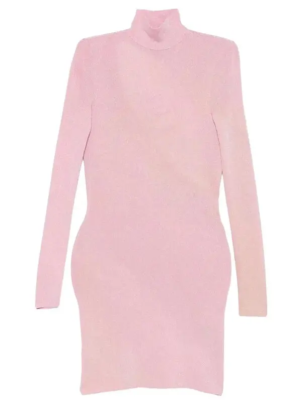 SELF-PORTRAIT High-neck Fitted Dress - Pink