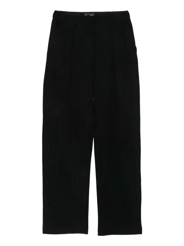Emporio Armani Chevron-motif Pleated Straight Trousers - Black