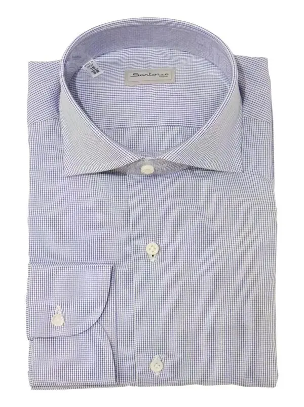 SARTORIO NAPOLI Micro-check Cotton Shirt - Blue