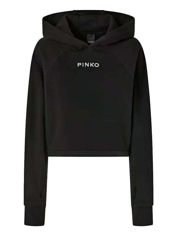 Pinko Logo-embroidered Hoodie - Black