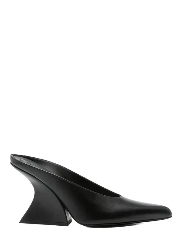 MUGLER 100mm Sculpted Heel Pointed-toe Mules - Black