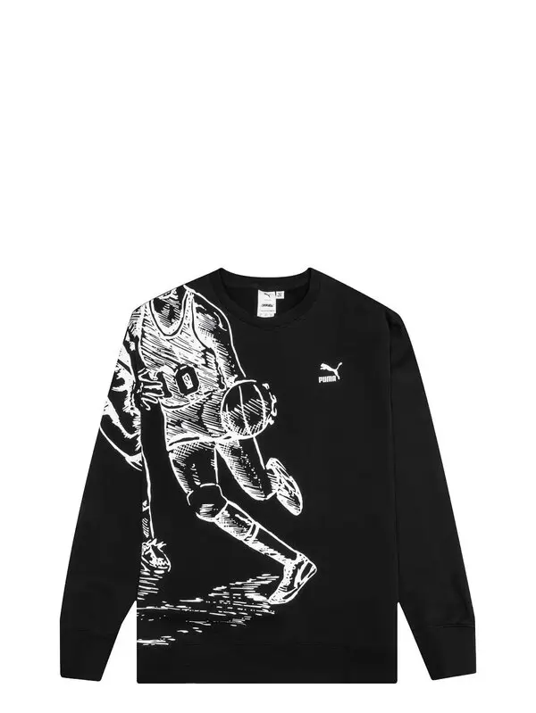 PUMA Basketball-print Crew-neck Sweater - Black