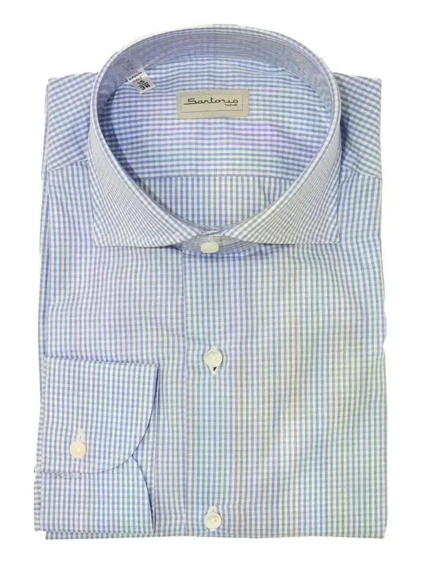 SARTORIO NAPOLI Gingham-pattern Cotton Shirt - Blue