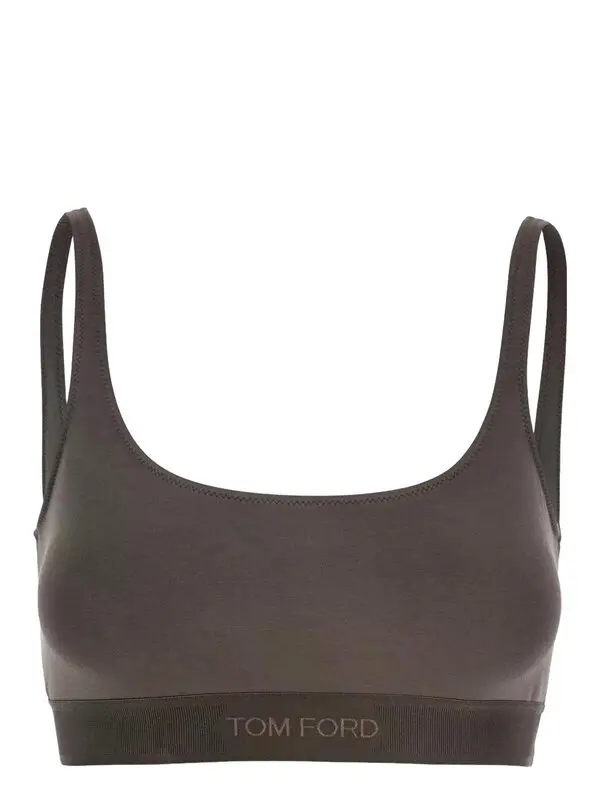 TOM FORD Logo-jacquard Bralette - Brown