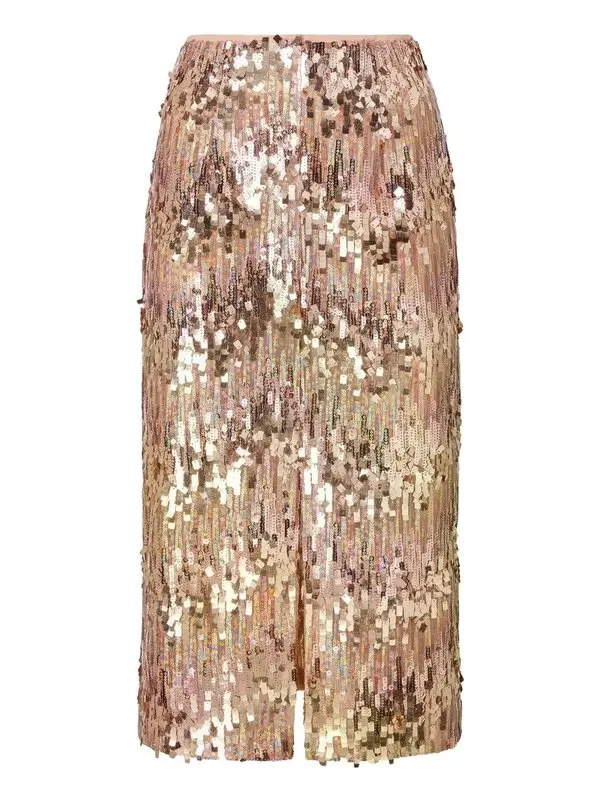 GENNY Sequin-embellished Midi Skirt - Gold