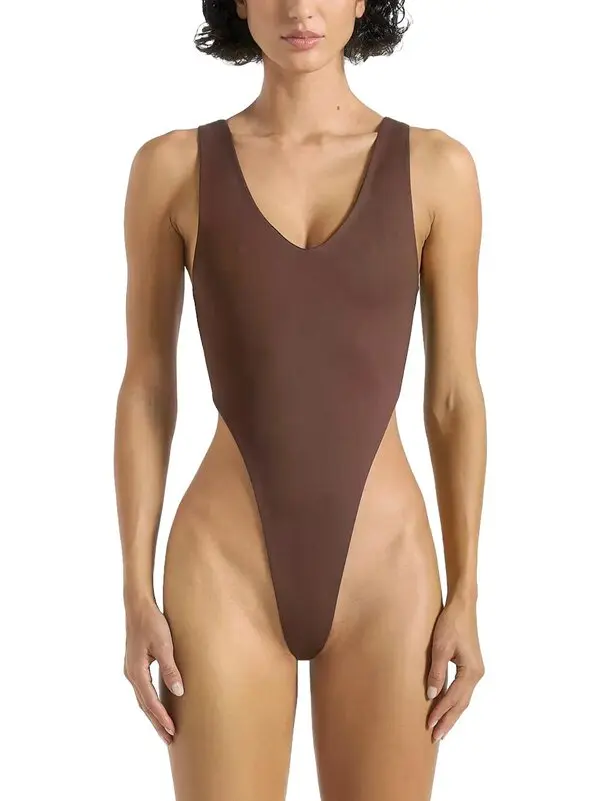 Manière De Voir V-neck Sleeveless Bodysuit - Brown
