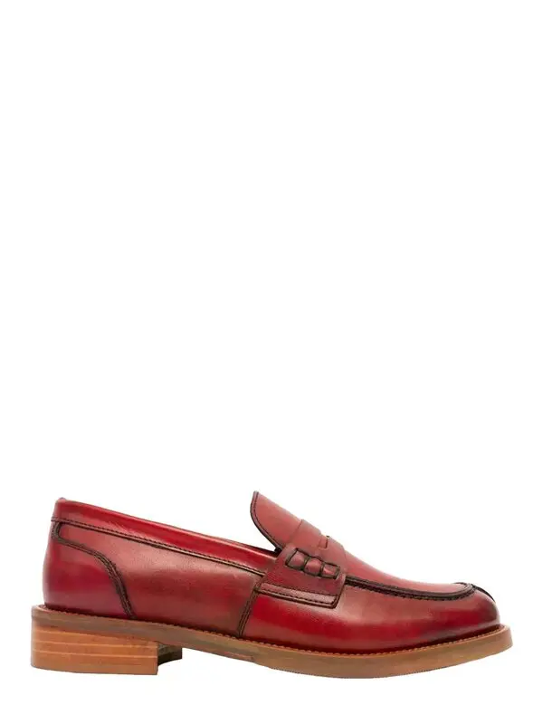 SOMMET Penny Leather Loafers - Red