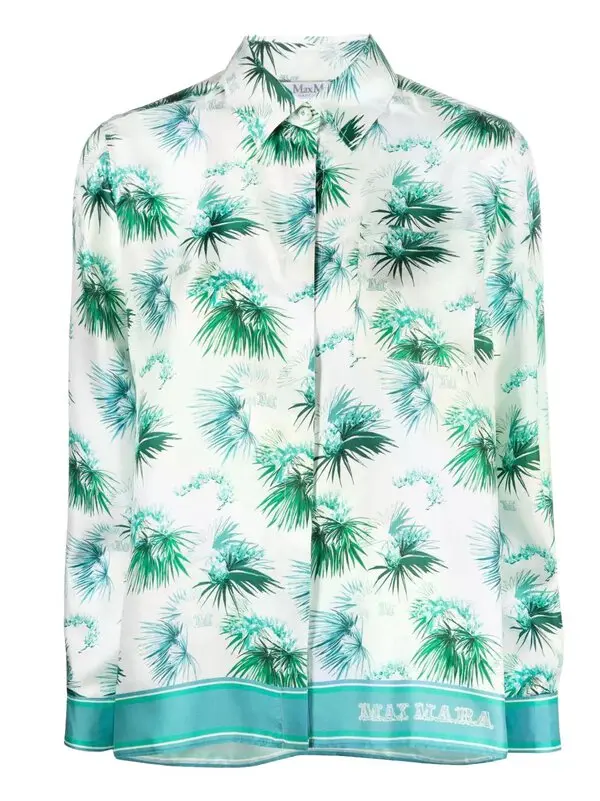Max Mara Floral-print Silk Shirt - White