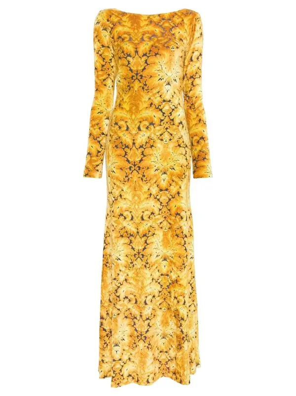 Etro Baroque-print Maxi Dress - Yellow