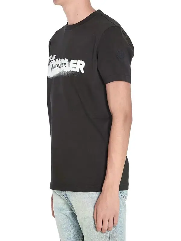Moncler Spray-print Cotton T-shirt - Black