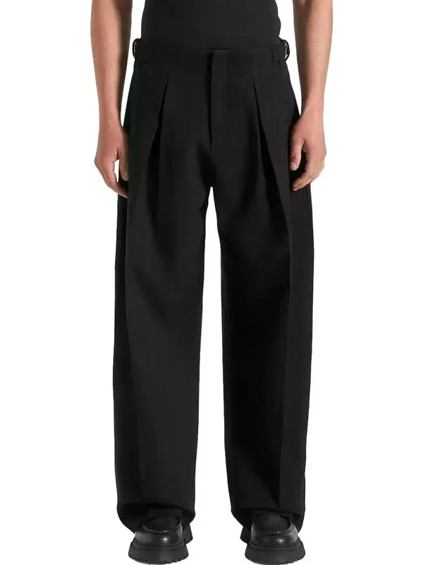 Manière De Voir Lior Box-pleat Wide-leg Trousers - Black