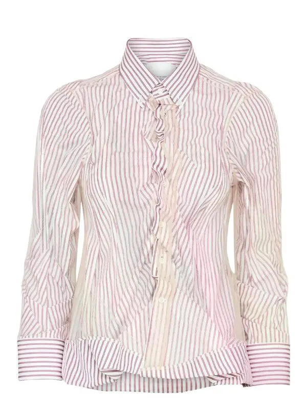 MAISON MARGIELA Striped Ruffled Shirt - White