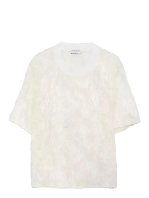 Peserico Fringed Crew-neck T-shirt - Neutrals