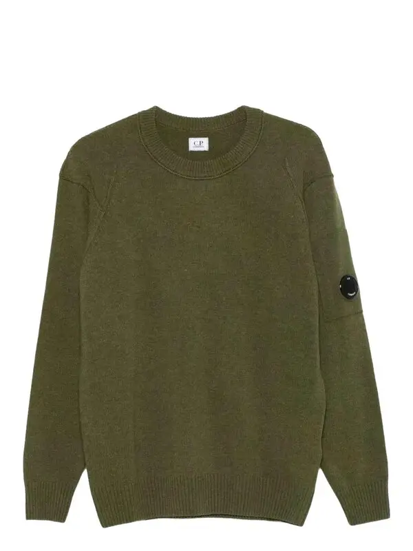 C.P. COMPANY Lens-detail Crew-neck Sweater - Green