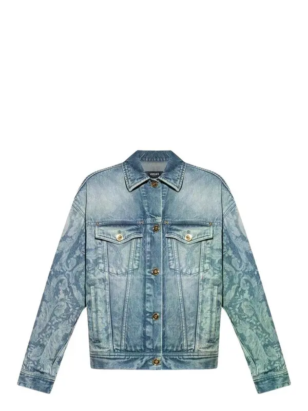 Versace Floral-print Denim Jacket - Blue