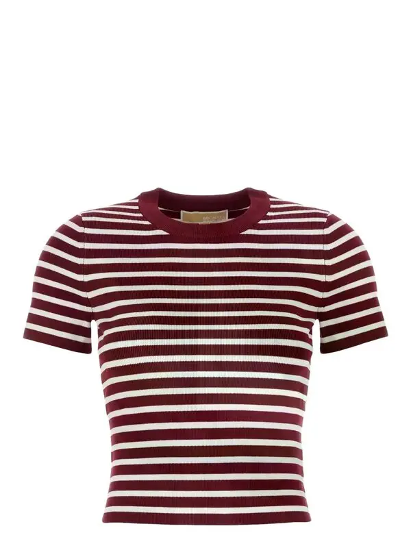 Michael Kors Stripe Rib-knit T-shirt - Red