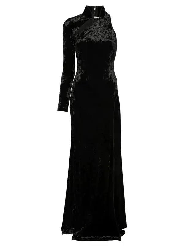 Versace One-sleeve Velvet Maxi Dress - Black