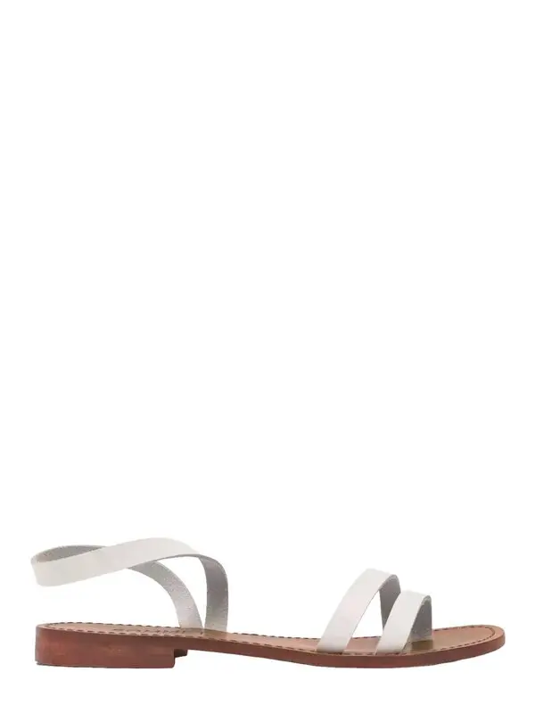 SOMMET Leather Ankle-wrap Sandals - White