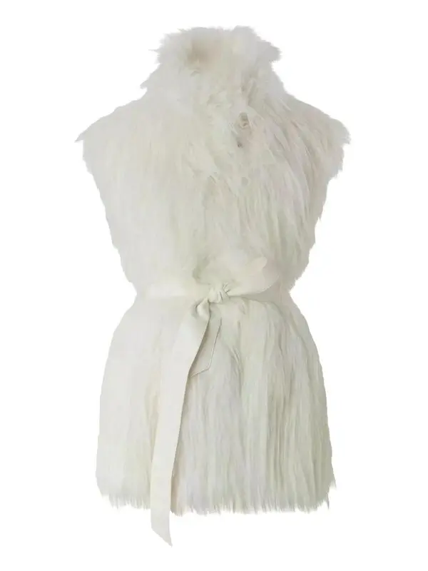Pinko Faux-fur Belted Vest - White