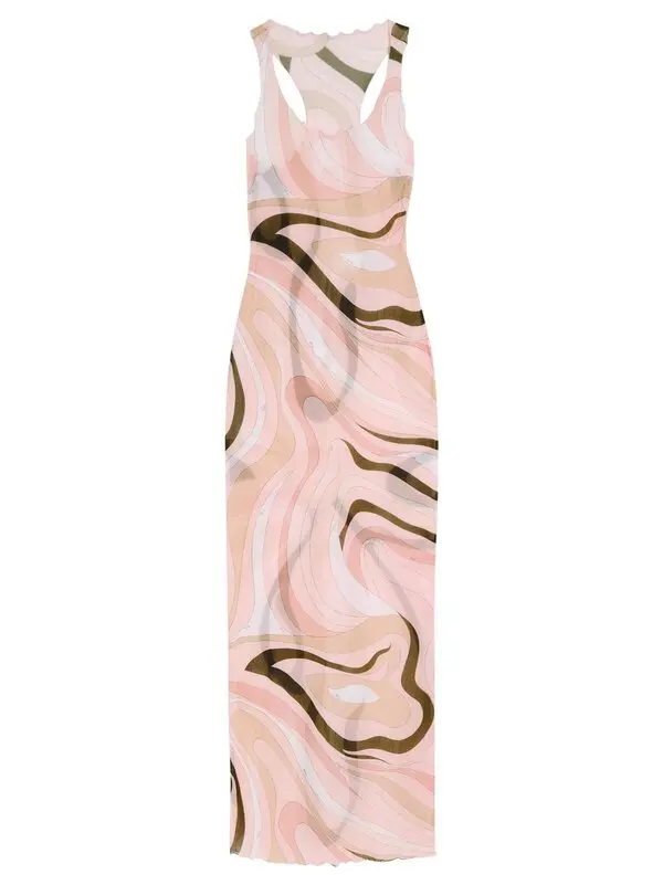 Emilio Pucci Marmo Printed Stretch-tulle Maxi Dress - Multi Print