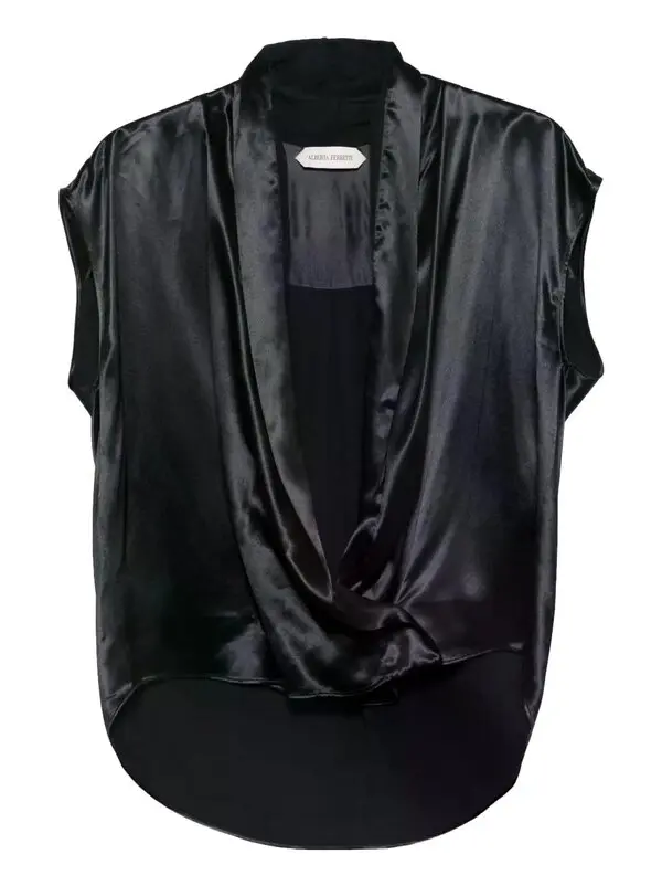 Alberta Ferretti Satin-effect Twist Blouse - Black