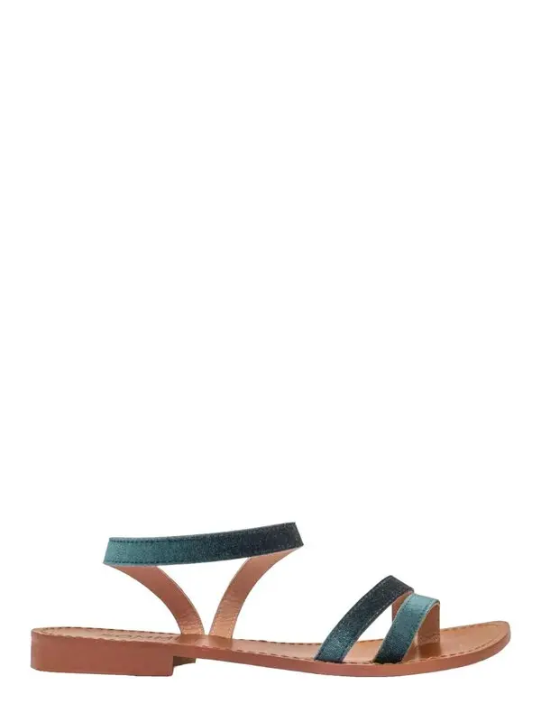 SOMMET Velvet Ankle-strap Sandals - Blue