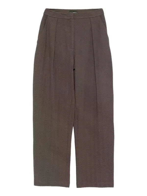 Emporio Armani Chevron-motif Pleated Straight Trousers - Brown