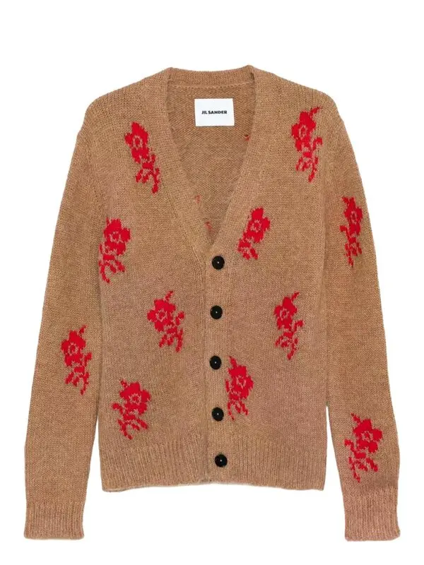 JIL SANDER Rose-motif Cardigan - Brown