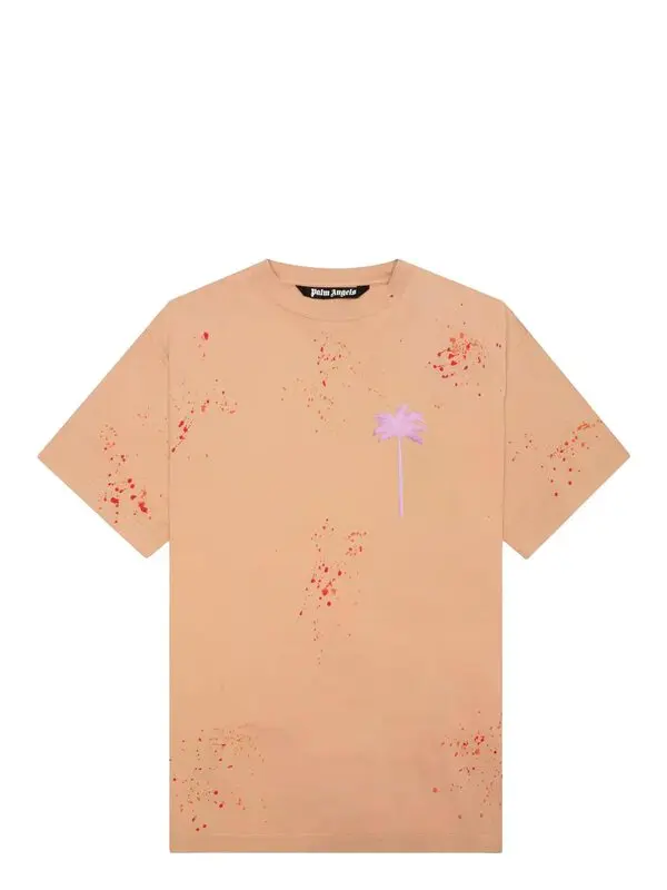 Palm Angels Palm-tree Paint-splatter T-shirt - Orange