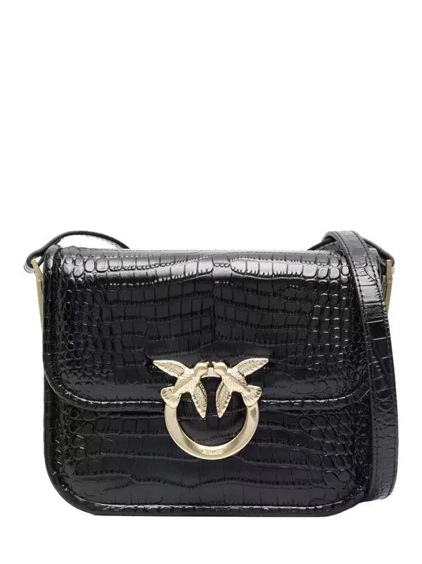 Pinko Crocodile-embossed Leather Cross Body Bag - Black