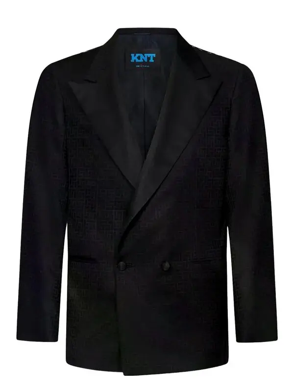 Kiton Peak-lapel Geometric-pattern Blazer - Black