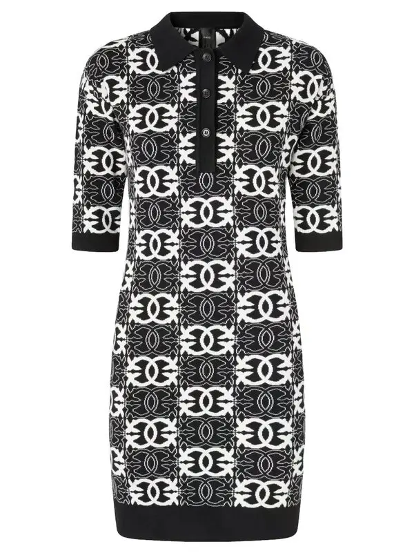 Pinko Logo-print Polo-neck Day Dress - Black
