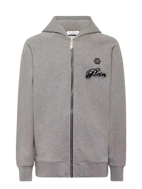 Philipp Plein Logo-patch Zip-up Hoodie - Grey