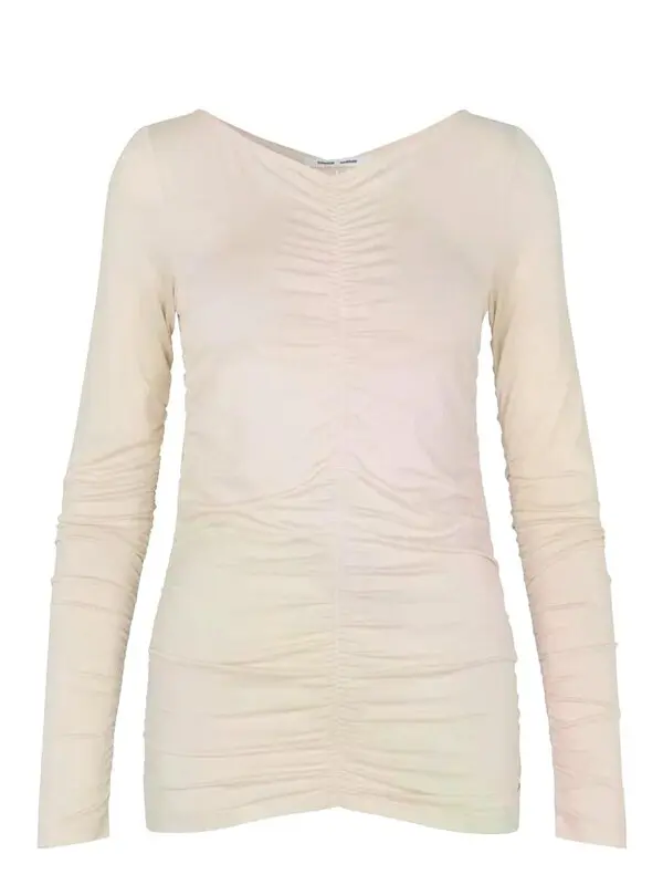 SAMSOE SAMSOE Ulrika Gathered-detail T-shirt - Neutrals