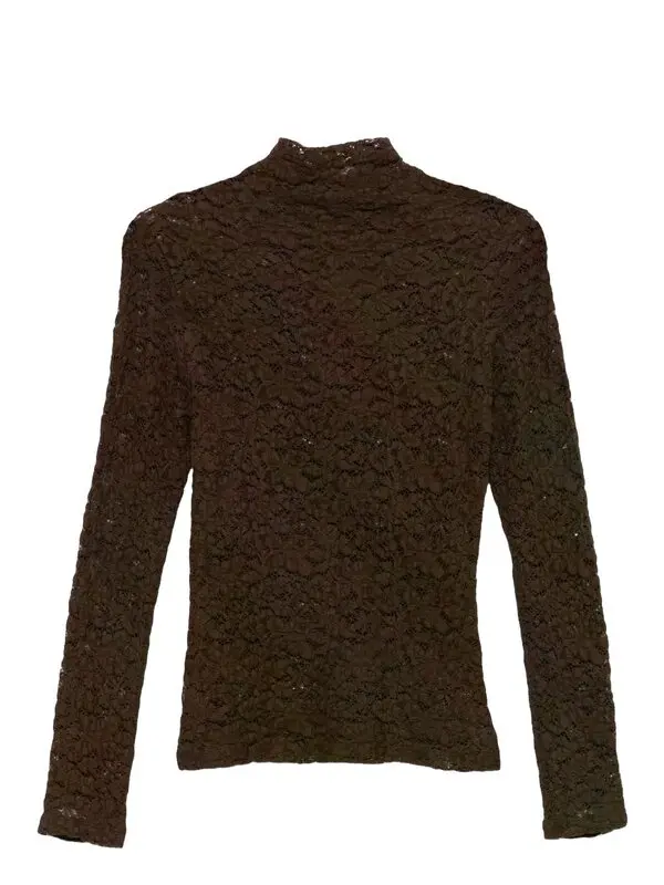 Seventy Lace High-neck Sweater - Brown