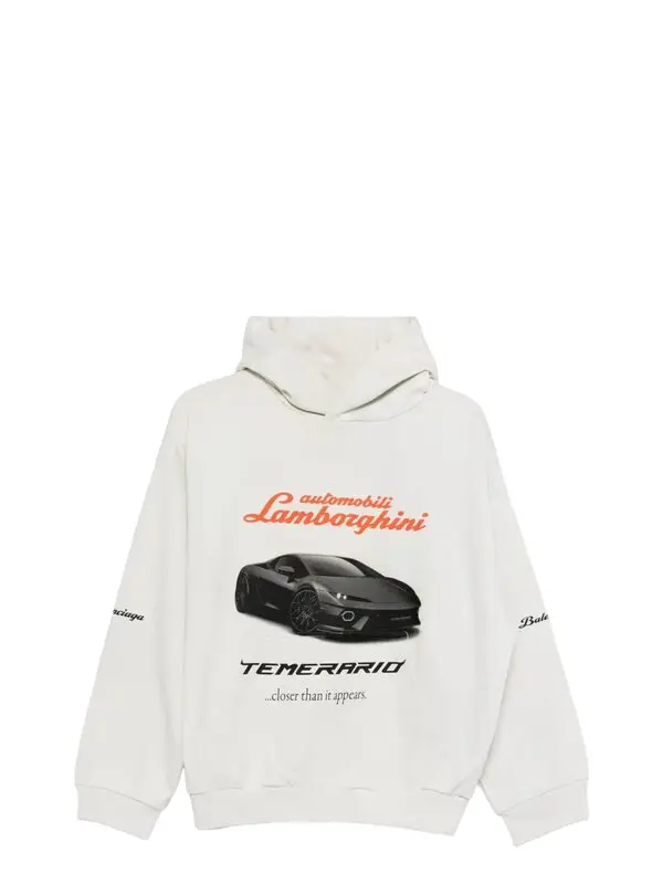 Balenciaga X Automobili Lamborghini Graphic-print Hoodie - Neutrals