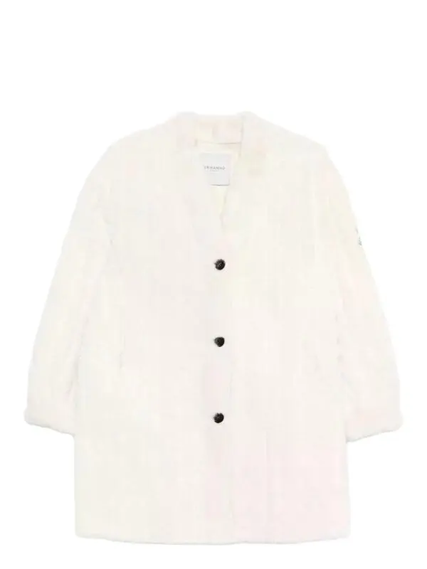 ERMANNO FIRENZE Cable-knit Buttoned Coat - White