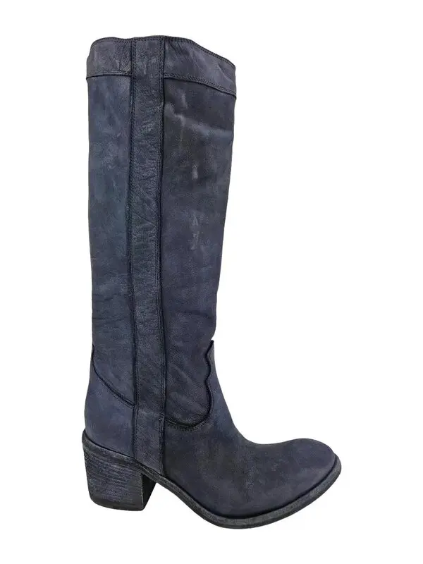 MADISON.MAISON 57mm Washed-effect Leather High Boots - Blue