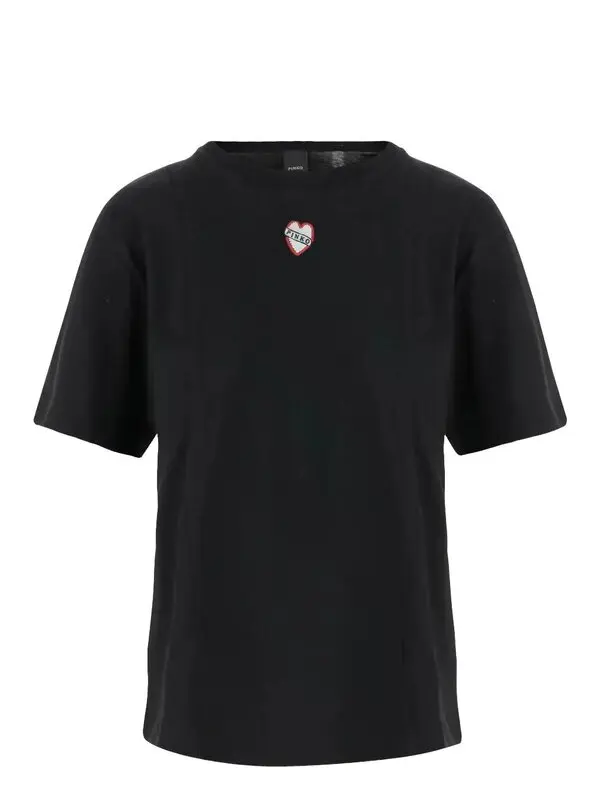 Pinko Heart-embellished Cotton T-shirt - Black