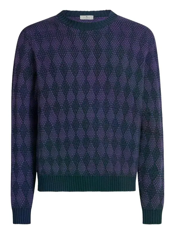 Etro Jacquard Diamond-pattern Sweater - Blue