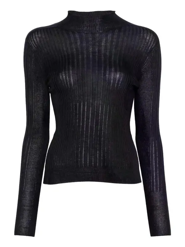 Peserico Ribbed Mock-neck Top - Blue