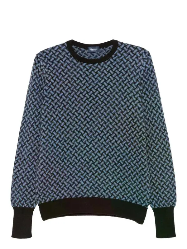 DRUMOHR Geometric-pattern Crew-neck Sweater - Blue