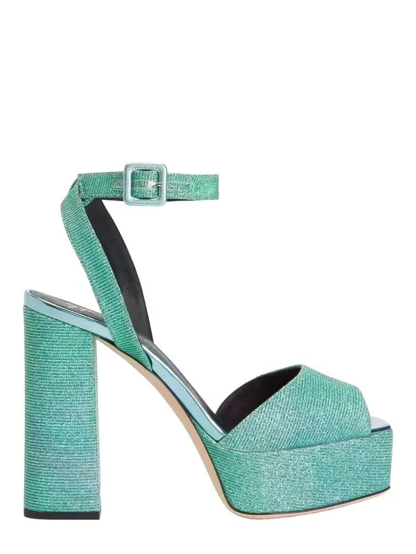 GIUSEPPE ZANOTTI Glitter Block-heel Platform Sandals - Green