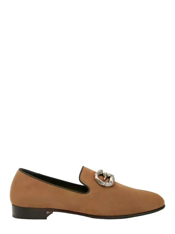 GIUSEPPE ZANOTTI Logo-plaque Leather Loafers - Brown