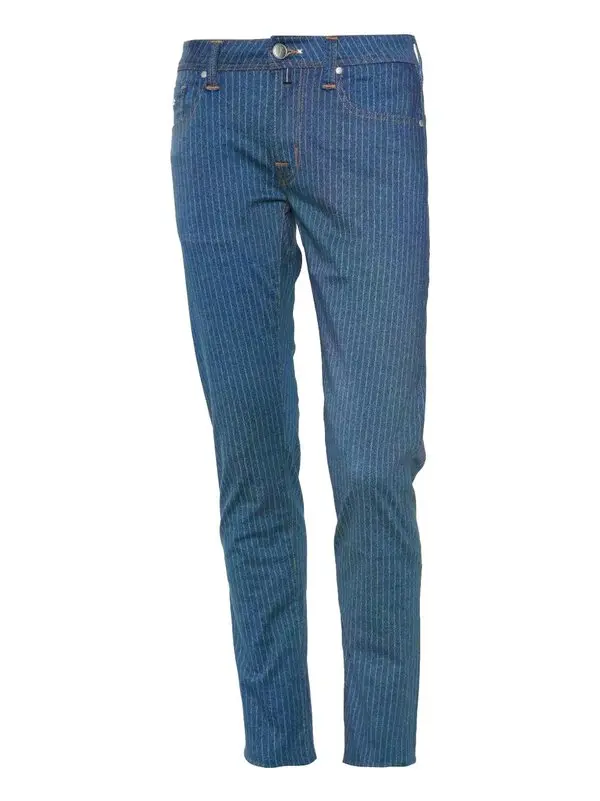 TRAMAROSSA Pinstripe Cotton Trousers - Blue